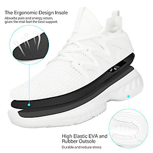 Pujcs Running Shoes Womens Breathable Tennis Shoes Non Slip Gym Workout Shoes Lightweight Mesh Walking Sneaker White Size 9