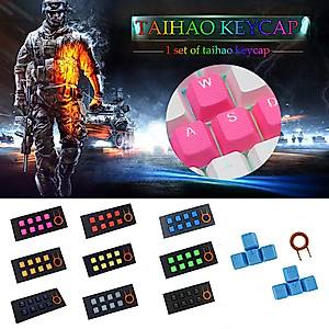 Tai-Hao Rubber Gaming Backlit Keycaps Set - 8 Keys Rubberized DoubleShot Key Caps for Cherry MX Mechanical Keyboards Compatible OEM Include Key Puller (Blue-8 Keys)