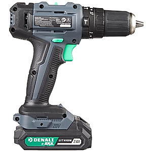 Amazon Brand - Denali by SKIL 20V Cordless Hammer Drill Kit with 2 x 2.0Ah Lithium Batteries and Charger, Blue