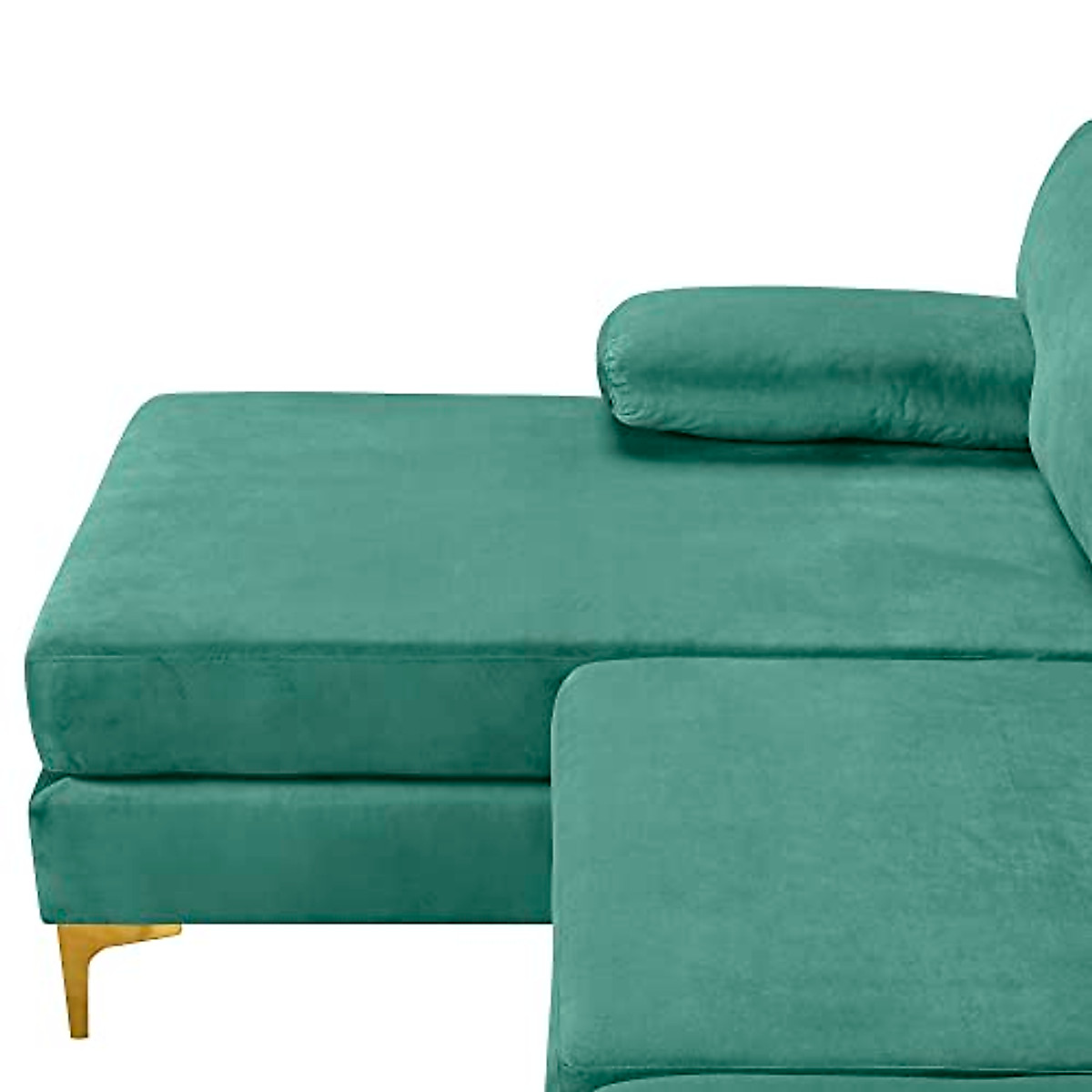 Modern Large Velvet Fabric U-Shape Sectional Sofa, Double Extra Wide Chaise Lounge Couch with Gold Legs