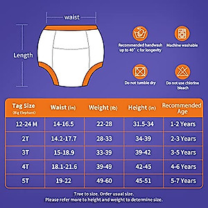 BIG ELEPHANT Baby Potty Training Pants, Ultra Wide Pee-Proof Side Wing Underpants 6 Pack, 3T