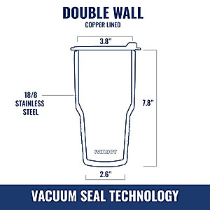 Patriot 30oz Tumbler Stainless Steel Insulated Coffee Cup with Lid, Reusable Stainless Steel Straw & Gift Box (White)