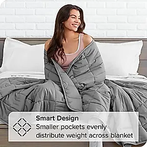 Bare Home Weighted Blanket Twin or Full Size 7lb (40" x 60") - All-Natural 100% Cotton - Premium Heavy Blanket Nontoxic Glass Beads (Grey, 40"x 60")
