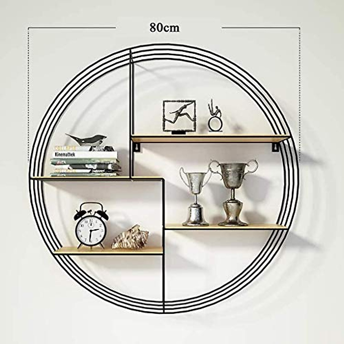 QUUL Contemporary 4 Tier Wall Shelf, Decorative Wall Shelf for Bedroom Living Room Kitchen Office Round (Size : Large:80 * 21 * 80cm)