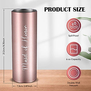 8 Pack Bridesmaid Skinny Tumbler 20 oz Bride Bridesmaid Wine Tumblers Stainless Steel Maid of Honor Champagne Flute Mugs Bridesmaid Proposal Gifts for Engagement Wedding Bachelorette Party Supplies