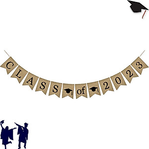 SWYOUN Class of 2023 Burlap Graduation Party Banner Classroom Grad Decoration Supplies