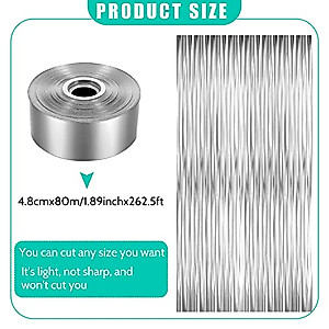 1.89 Inch x 262 ft Metallic Plastic Streamer Hanging Wedding Streamer Tape Showers Streamer Backdrop for Curtains Party Birthday Wedding Bridal Shower Decor (Silver)
