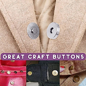 Swpeet 40 Sets 18mm Round Strong Magnetic Button Clasps Snaps, Metal Fastener Clasps Gold Silver Bronze Black DIY Craft Sewing Knitting Buttons Sets for Sewing, Purses, Bags, Clothes, Leather