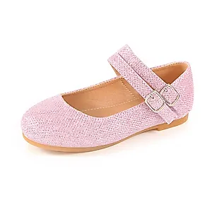 JTENGYAO Girls Pink Sequin Ballet Shoes Mary Jane Flat Shoes for Girls Ballerina Flats Dress Shoes for Party Wedding School Size 1