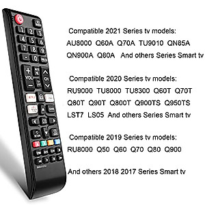 Universal for Samsung Smart TV Remote Control Replacement for All Samsung TV Series Remote with Quick Function Buttons for Netflix, Prime Video and Samsung TV Plus