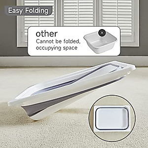 Beright Collapsible Storage Bin, Wash Basin Folding Dish Tub Sink, Space Saving for Dishing, Fruit, and Camping, Hiking and Home, 1 Pack, Grey, Small