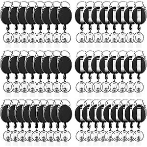 Simetufy 50Pcs Retractable Badge Holders, Heavy Duty Retractable Keychain, Badge Reels Retractable with Carabiner, Badge Clips Retractable with 26" Retractable Cord, Key Ring