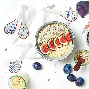 Soup Spoon Set of 4 Ceramic Chinese Soup Spoons Ramen Spoons for Pho Noodle Cereal Dumpling