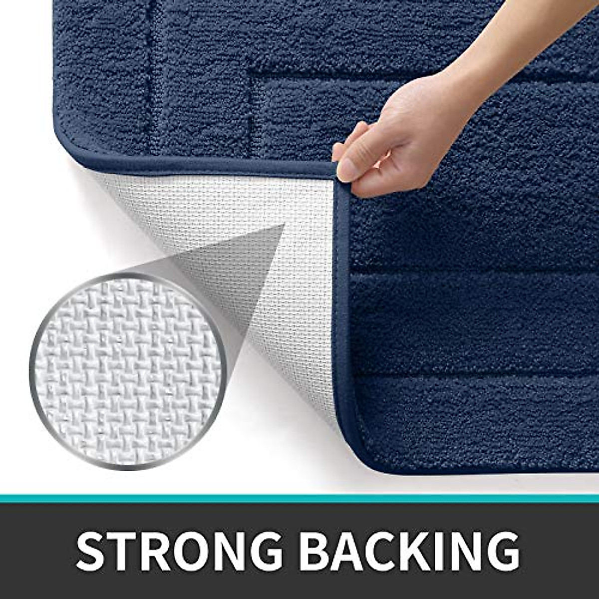 DEXI Bathroom Rug Mat, Extra Soft Absorbent Premium Bath Rug, Non-Slip Comfortable Bath Mat, Carpet for Tub, Shower, Bath Room, Machine Wash Dry, 16"x24", Navy