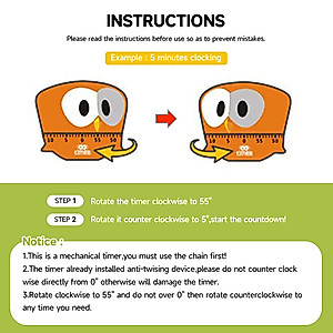 MOSHOU Cute Eagle Kitchen Timer,100% Mechanical Timer for Kids, 55 Minutes Wind up Timer 360 Degree Rotating Timer for Cooking/Reading/Do Sports (Blue)