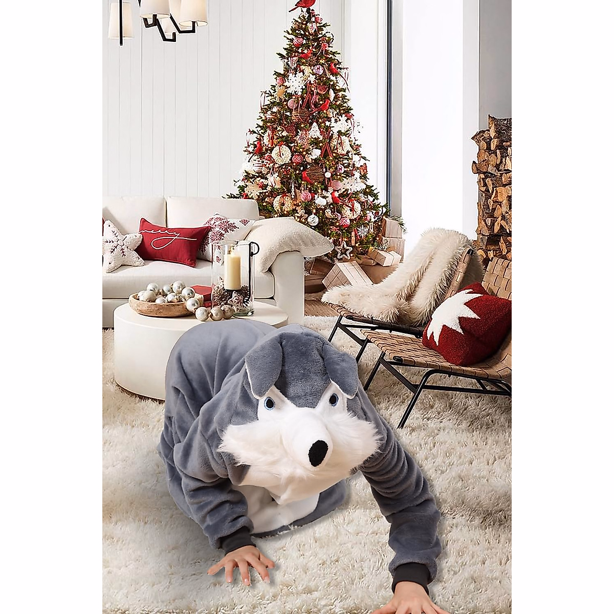 Petrella Animal Kids Onesie Cute One Piece Pajamas Halloween Costume Chrismas Cosplay Sleepwear Unisex for Boys & Girls - wolf