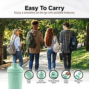 Healthier Comforts Shaker Bottle | Eco Friendly Protein Shaker Bottle w/Mixer Ball, 24oz (700ml) | BPA Free Blender Cup w/Sustainable Wheat Straw | Dishwasher Safe, Drink Shaker Cup (Mint)