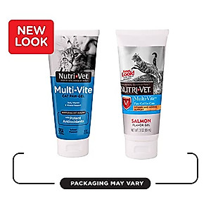 Nutri-Vet Multi-Vite Multivitamin Paw Gel for Cats - Daily Vitamin and Mineral Support - Salmon Flavor - 3 oz