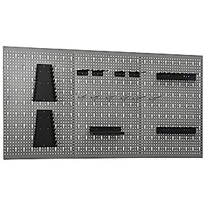 Tidyard 3 Piece Wall-Mounted Peg Boards, Steel Wall Panels with Holes, Metal Tool Pegboards Storage Organizer Gray for Garage, Workbench, Workshop