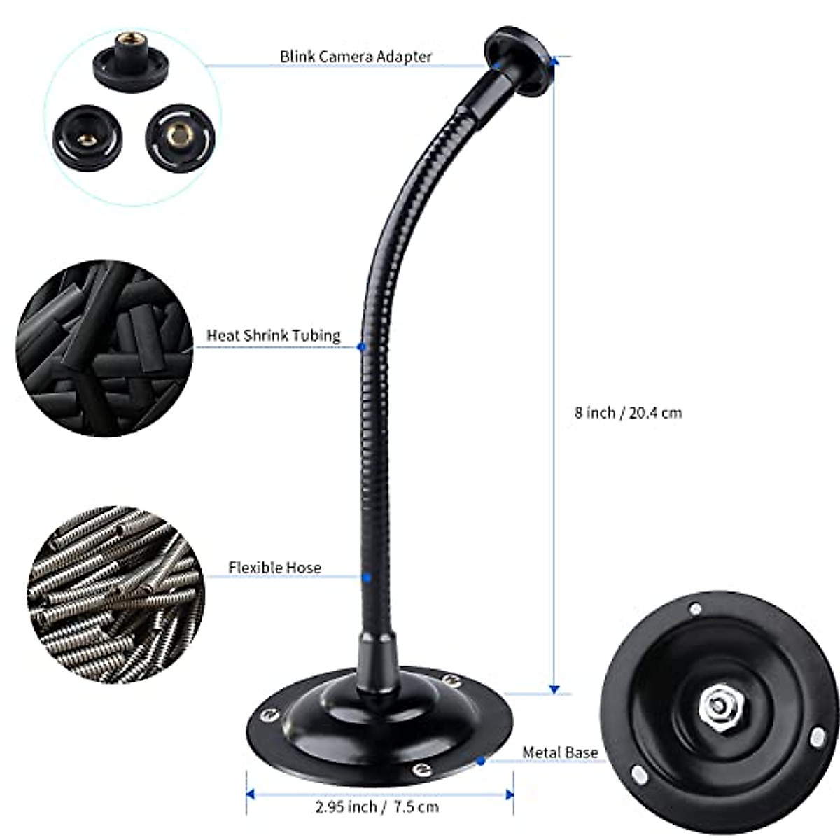 Mippko 2 Pack Camera Flexible Wall Mount Holder for Blink XT/Blink XT2 / Blink Mini/All New Blink Outdoor,Adjustment Flexible 8 inch Long Gooseneck Arm with Metal Base