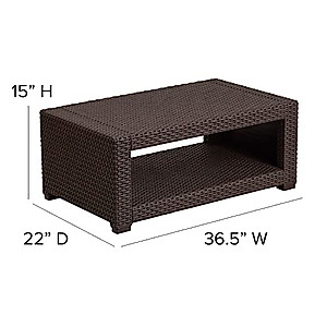 Flash Furniture Seneca Chocolate Brown Faux Rattan Coffee Table