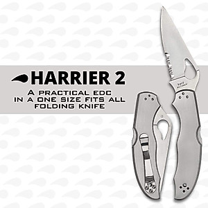 Spyderco Harrier 2 Knife with 3.39" 8Cr13MoV Steel Blade and Durable Stainless Steel Handle - CombinationEdge - BY01PS2