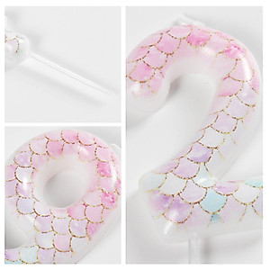 Pink Purple Mermaid Birthday Candles Numbers 3 Candle, Mermaid Birthday Decorations for Girls, Happy 3rd Birthday Candles for Cake, Birthday Cake Candle Mermaid Cake Toppers Birthday Party Supplies