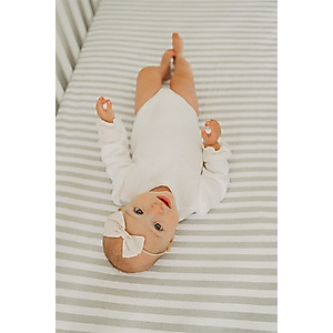 NODNAL CO. 3 Fitted Gray Mini Crib Pack n Play Playard Portable Crib Sheets Set - 100% OEKO-TEX Cotton Baby Girl/Boy Nursery Bedding, Gender Neutral Polka Dot Stripe Travel Pack and Play Playpen Sheet