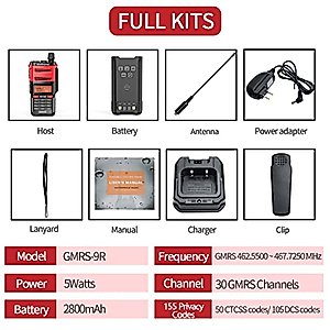 Baofeng GMRS Radio GMRS-9R Handheld Radio with NOAA Weather Scan,Waterproof IP67 Long Range Two Way Radios Rechargeable