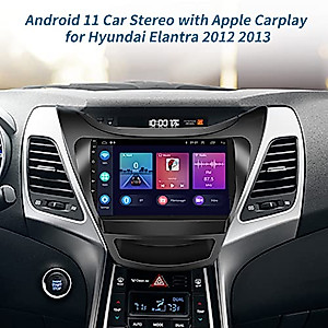 Android 11 Car Stereo for Hyundai Elantra 2012 2013 with Wireless Apple Carplay Android Auto, 9 ’’ 1+16 Touch Screen in Dash GPS Radio with Navi WiFi Bluetooth FM RDS HiFi SWC + AHD Backup Camera