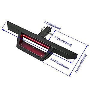 Rear 2’’ Receiver Trailer Tow Hitch Step Bar Bumper Guard W/Led Brake Light for Truck SUV Van