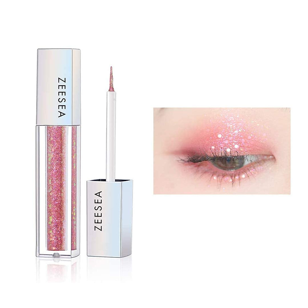 zeesea Glitter Galaxy Colored Liquid Eyeshadow, Dazzling Shimmer Eye Makeup, High Pigmented & Long Lasting (11 Fireworks)