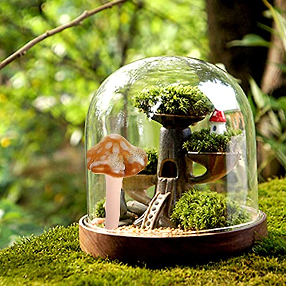 GANAZONO Glass Containers 4pcs Mushroom Ornament Vintage Ceramics Moss Mini Mushrooms