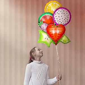 30 Pieces Fruit Balloons Fruit Aluminum Foil Balloons Tutti Frutti Party Decorations Tropical Fruit Balloons for Birthday Fruit Themed Party Decorations, 2 Sizes