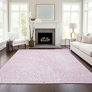 Addison Rugs Chantille ACN591 Pink 9' x 12' Indoor Outdoor Area Rug, Easy Clean, Machine Washable, Non Shedding, Bedroom, Living Room, Dining Room, Kitchen, Patio Rug