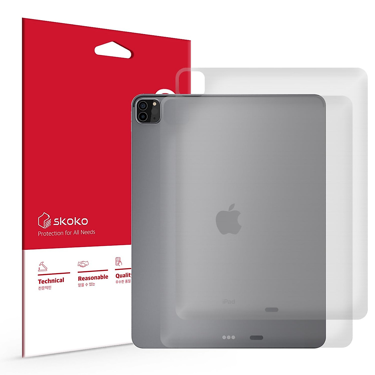 skoko 2pack Back Body Protective Film Skin compatible with iPad Pro 12.9 4/5/6 Generation, Transparant Matte Cover, Seems likes to Screen protector, Ultra thin compatible with all case