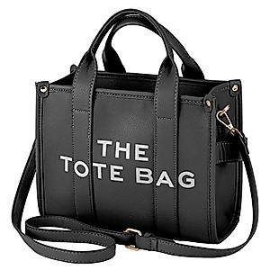 YUESUO Tote Bag for Women, The Tote Bag with Zipper, Trendy Personalized Oversized Medium PU Leather Tote Bag Top-Handle Shoulder Crossbody Bags.（Small-Black）