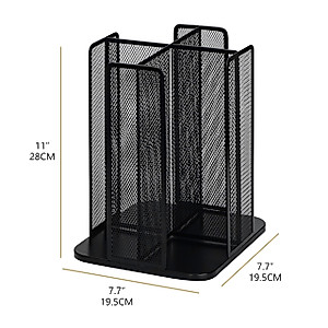 Annova Paper Cup and Lid Holder Plastic Cup Storage Organizer, 360°Rotating Coffee Cup Dispenser with 4 Compartments, Multifunctional Cup Storage Rack for Home, Office, Bar, Coffee Shop (Black)