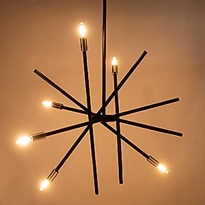 VILUXY Contemporary Chandelier Lighting Fixture 6-Light Matt Black Finish Mid-Century Pendant Lighting for Dining Room Bedroom Kitchen Living Room