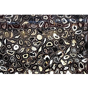 36 x 60 Inches Black Agate Stone Epoxy Art Conference Table Top for Hotel Decor Rectangle Shape Marble Dining Table