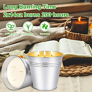 Citronella Candles Outdoor Large, 2×14oz Cironella Candles Bucket Garden Candles for Patio Yard Balcony Porch Camping BBQ, 200 Hours Long Lasting Burn Time,