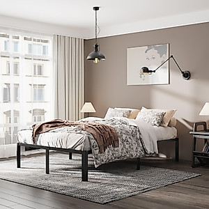 OLALITA Black Metal Bed Frame - Sturdy Metal Platform Bed Frame Queen Size Easy Assembly, Heavy Duty, No Box Spring Needed (Modern 14", Queen)
