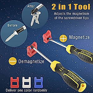 DOWELL Magnetic Screwdriver Set 16-Piece Slotted/Flat Phillips Precision Screwdriver Non-Slip Cushion Grip Magnetizer Repair Tool Kit for Repair Home Improvement Craft (16PC) HY090103
