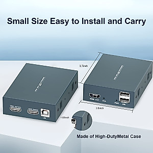 HDMI KVM Extender, 1080P@60Hz Ultra HD Resolution, Over Cat5e/6/7 Ethernet Cable, Up to 165ft/50m with Loop Out & POC Function - Support Keyboard and Mouse
