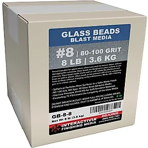 #8 Glass Beads - 8 lb or 3.6 kg - Blasting Abrasive Media (Fine) 80-100 Mesh or Grit - Spec No 8 for Blast Cabinets Or Sand Blasting Guns - Small Beads for Cleaning and Finishing