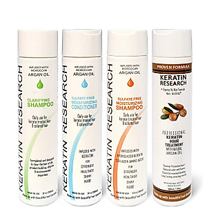 Keratina Brasilera Tratamiento Capilar por 300ml con Champú Clarificante, Resultados Profesionales, Alisa y Suaviza el Cabello (10oz x 4 kit)