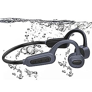 ESSONIO Bone Conduction Headphones Swimming Headphones Bluetooth IPX8 Waterproof Headphones for Swimming Bone Conduction Headphones with Microphone, 16G Memory (Gray New)