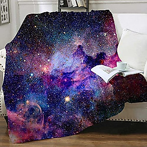 KYKU Soft Galaxy Blanket Full Size Fleece Purple Nebula Throw Blanket Universe Small Outer Space Adult and Child Comfy Home for Living Room Sofa Nap Cozy Pretty Abstract Art Printed Design Gifts