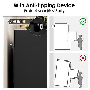 HOSTACK Modern 7 Drawer Dresser, Wide Chest of Drawers with Fence, Wood Storage Organizer with Gold Handle & Fluted Glass, Accent Storage Cabinet for Living Room, Entryway, Black