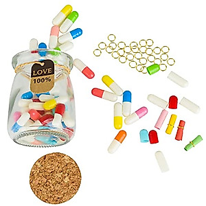 Emlim 50PCS Love Capsules in a Glass Bottles Cute Message Capsules Pills for Boyfriend/Girlfriend & Birthday Christmas Anniversary Graduation Mother's Day Gift